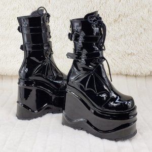 Demonia | Shoes | Wave Bat Wing 6 Wedge Platform Mid Calf Punk Goth ...
